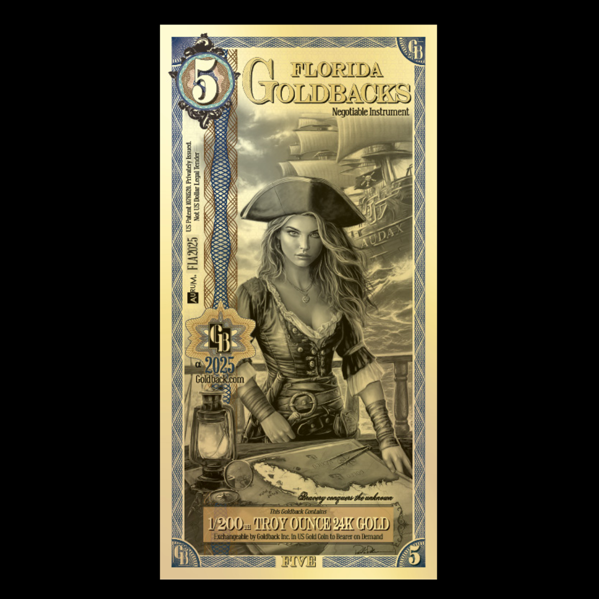 5 Florida Goldback Note - Audax - SPECIAL ORDER – Hive City